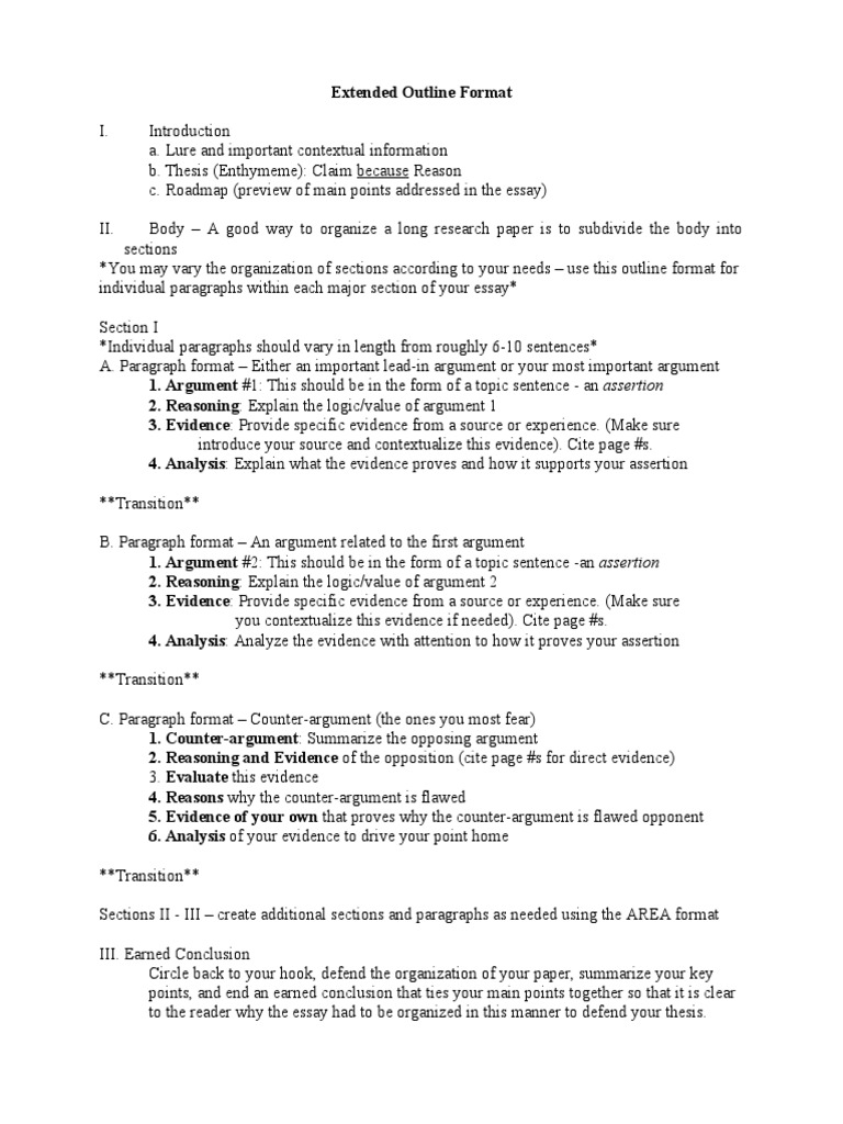 Extended Outline Format | PDF