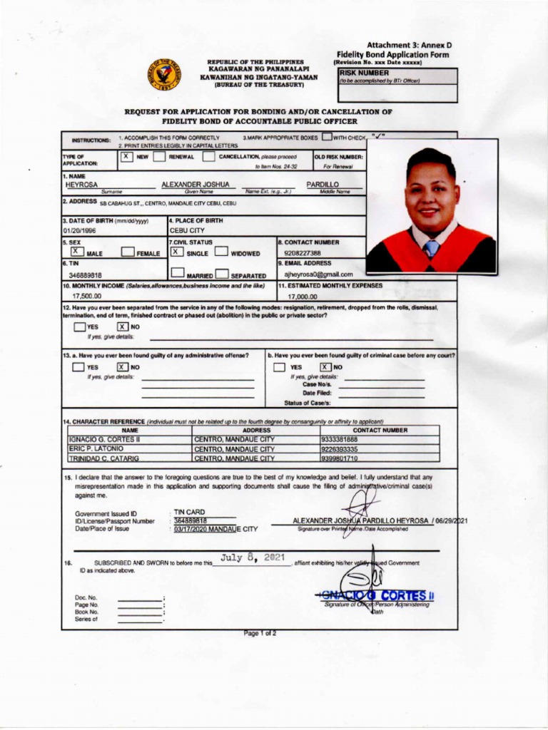 SK Application Form and List of Bonded Officials | PDF