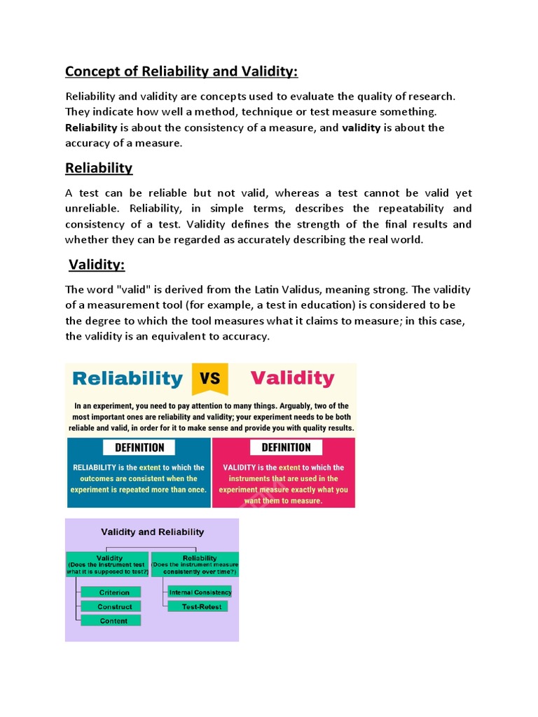 Concept of Reliability and Validity | PDF | Validity (Statistics) | Educational Assessment