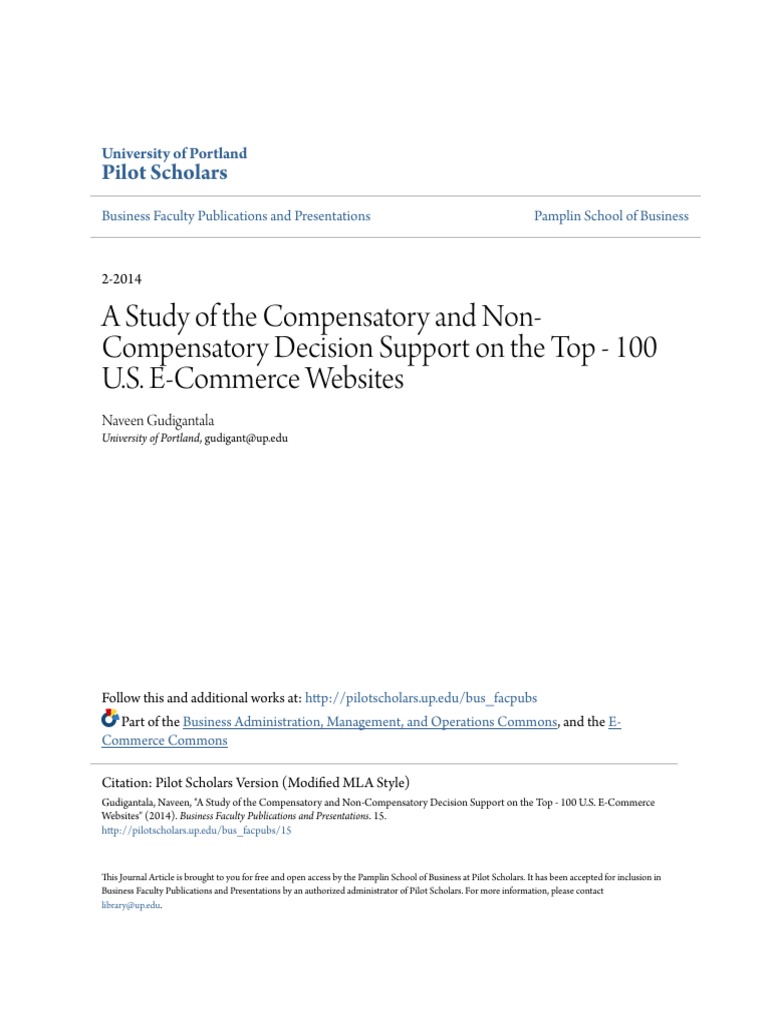 A Study of The Compensatory and Non-Compensatory Decision Support | PDF ...