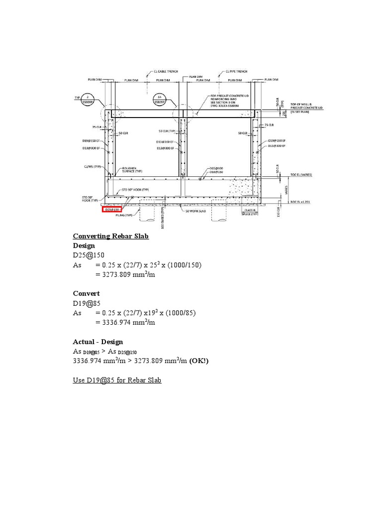 Converting Rebar Cable Trench D25 To D19 | PDF