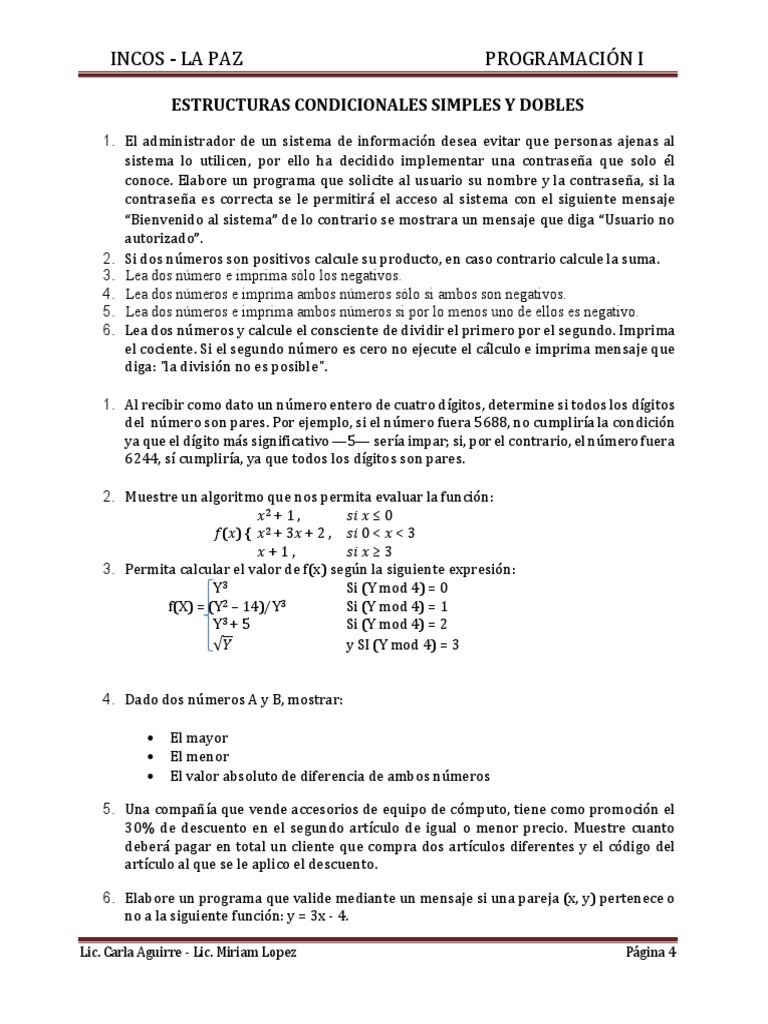 Practica 1 - Condicionales Simples y Dobles | PDF | Raíz cuadrada | Algoritmos