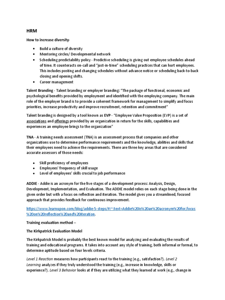 HRM Notes | PDF | Employment | Human Resource Management