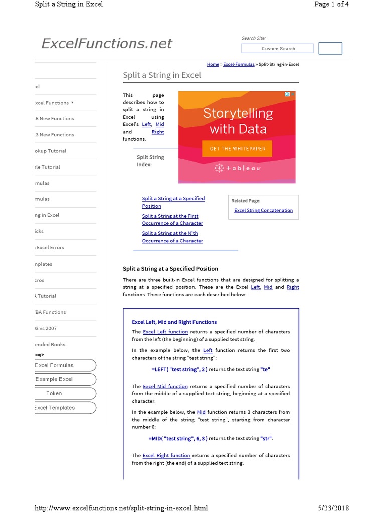 Split String in Excel | Download Free PDF | Microsoft Excel | String (Computer Science)