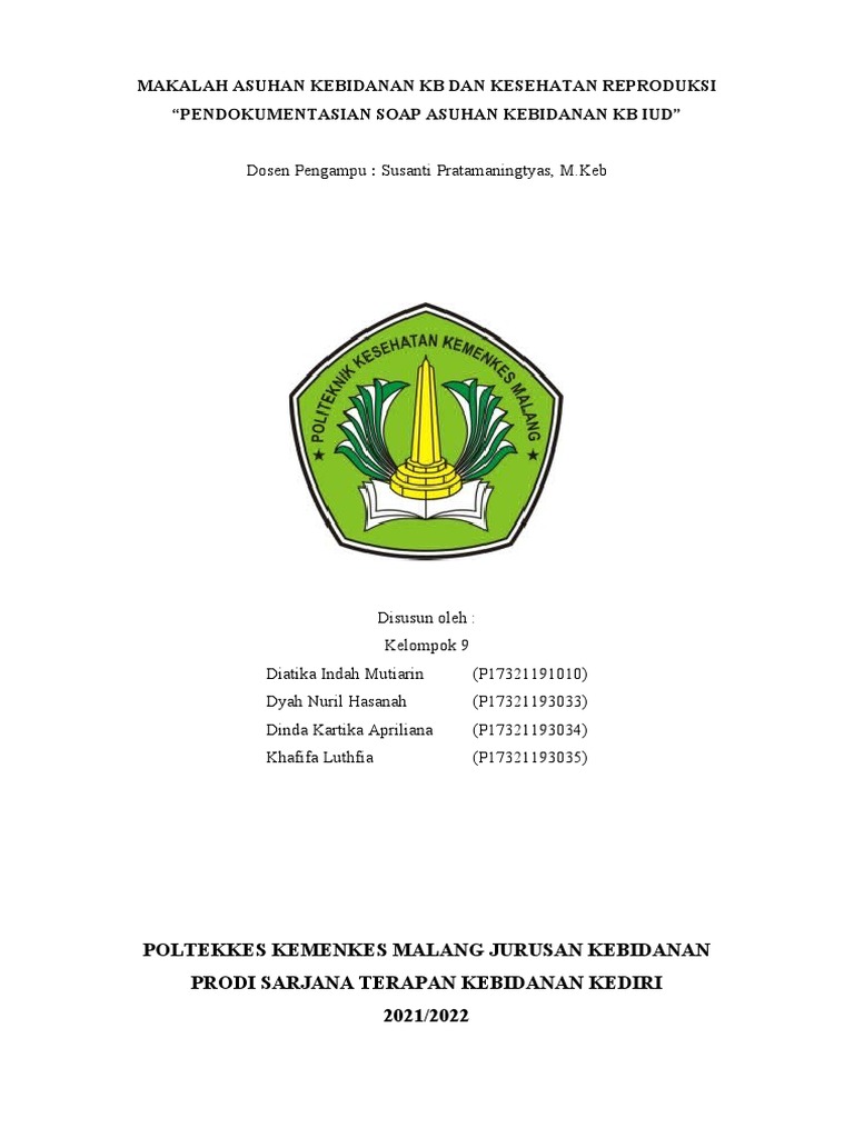 Pendokumentasian SOAP KB IUD | PDF | Pengembangan Diri | Kesehatan Holistik