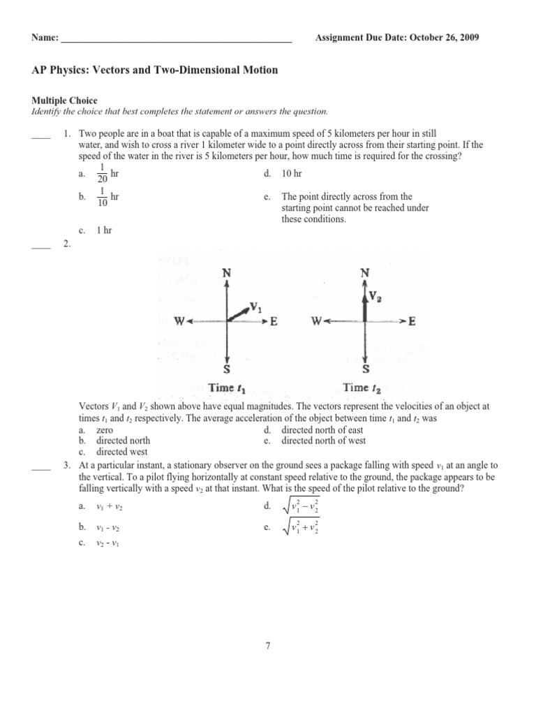 AP Physics: Analysis of Vectors and Two-Dimensional Projectile Motion ...