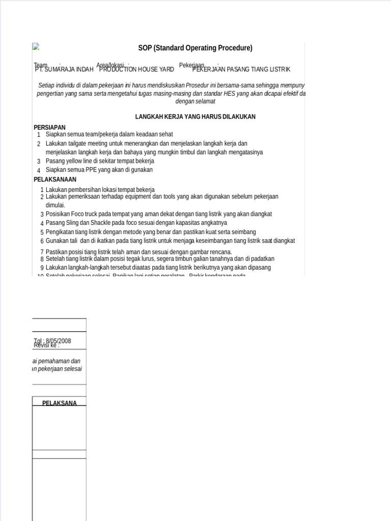 Sop Jsa Tiang Listrik | PDF