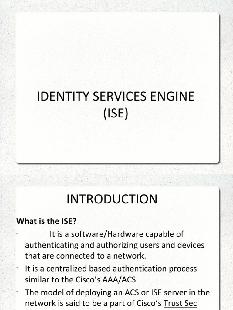 Identity Services Engine (ISE) | PDF | Radius | Computer Network
