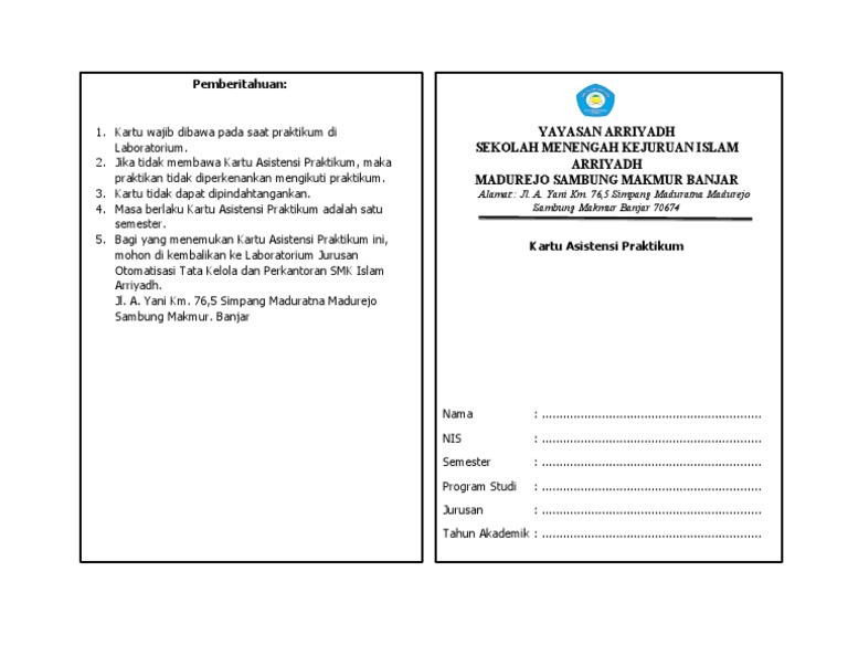 Kartu Kontrol Lab - Otkp | PDF