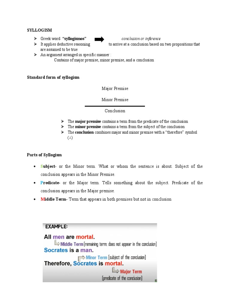 Major Premise Minor Premise Conclusion: Syllogism | PDF | Philosophy ...