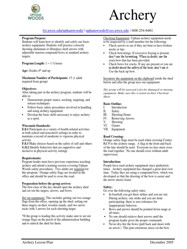 Archery Lesson Plan for Beginners | PDF | Arrow | Bow And Arrow