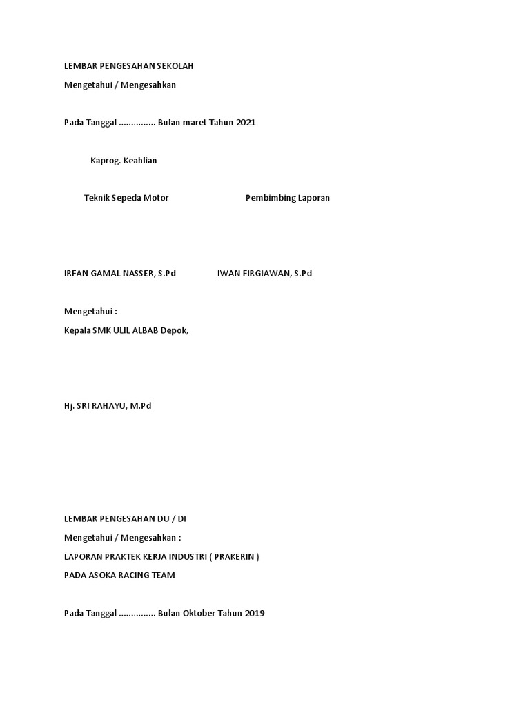 Laporan PKL TSM | PDF