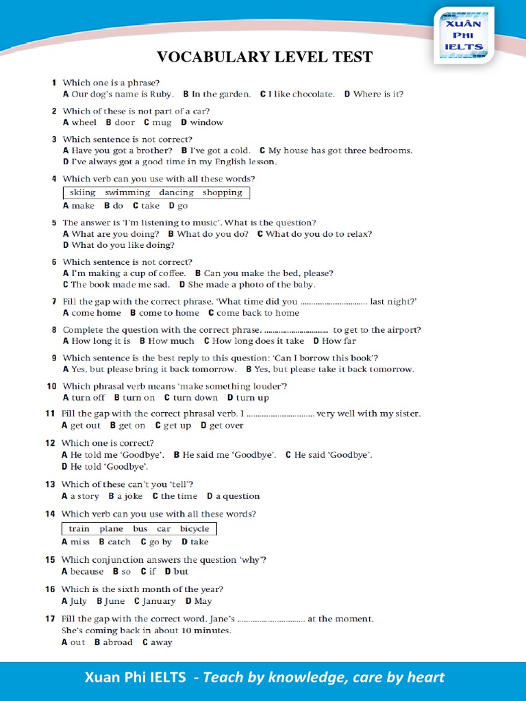 Vocabulary Test | PDF