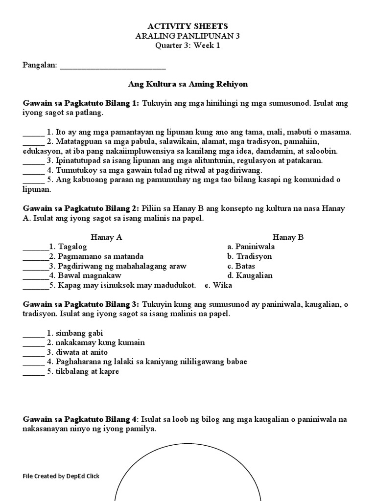 AP 3 Activity Sheet Q3 W1 | PDF