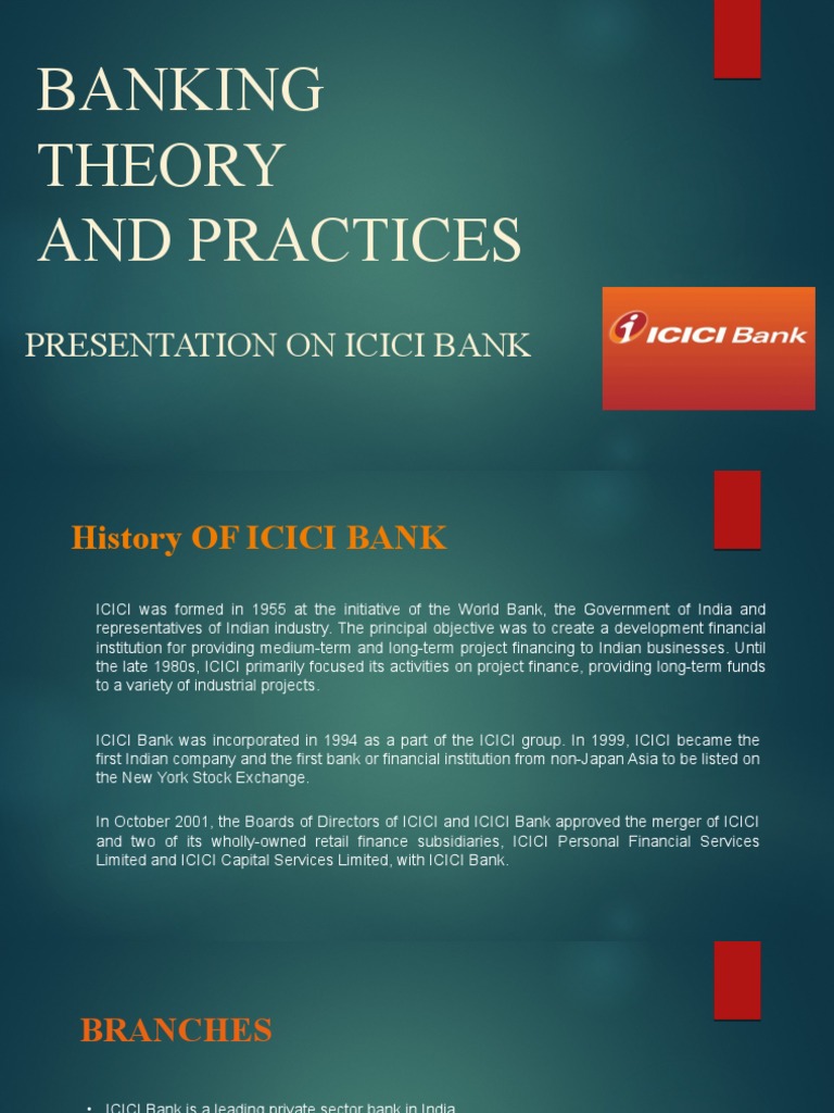 Presentation On ICICI BANK | PDF | Banks | Service Industries