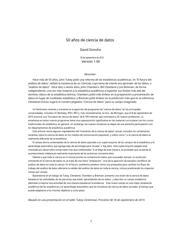 50YearsDataScience en Es | PDF | Estadísticas | Ciencia de datos