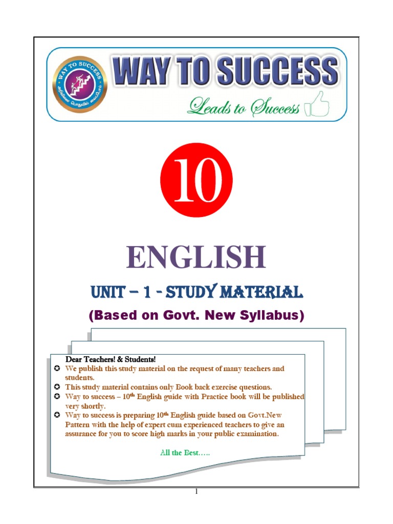 English: Unit - 1 - Study Material | PDF | Adverb