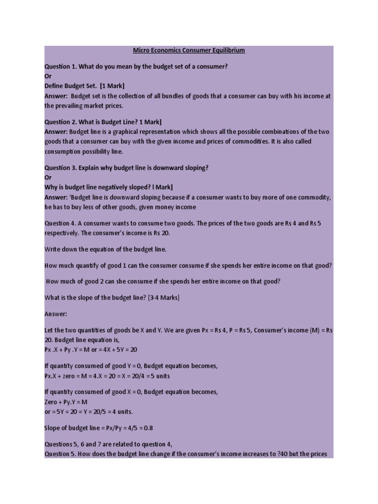 Micro Economics Consumer Equilibrium | PDF | Utility | Economic Equilibrium