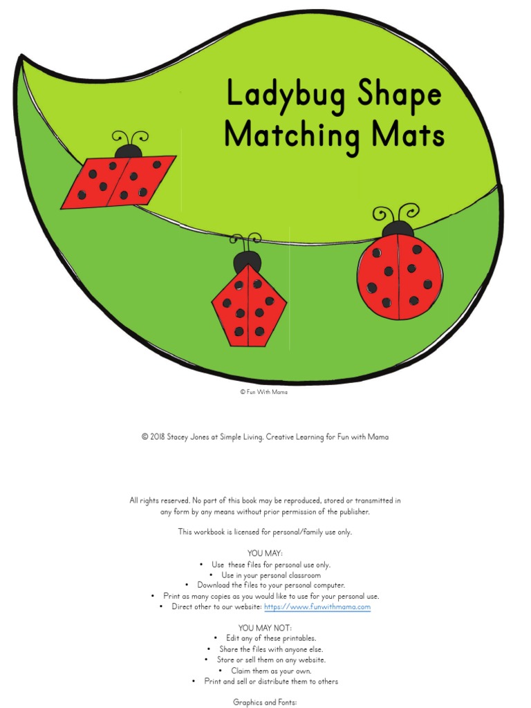 Ladybug Shape Matching Mats: © Fun With Mama | PDF