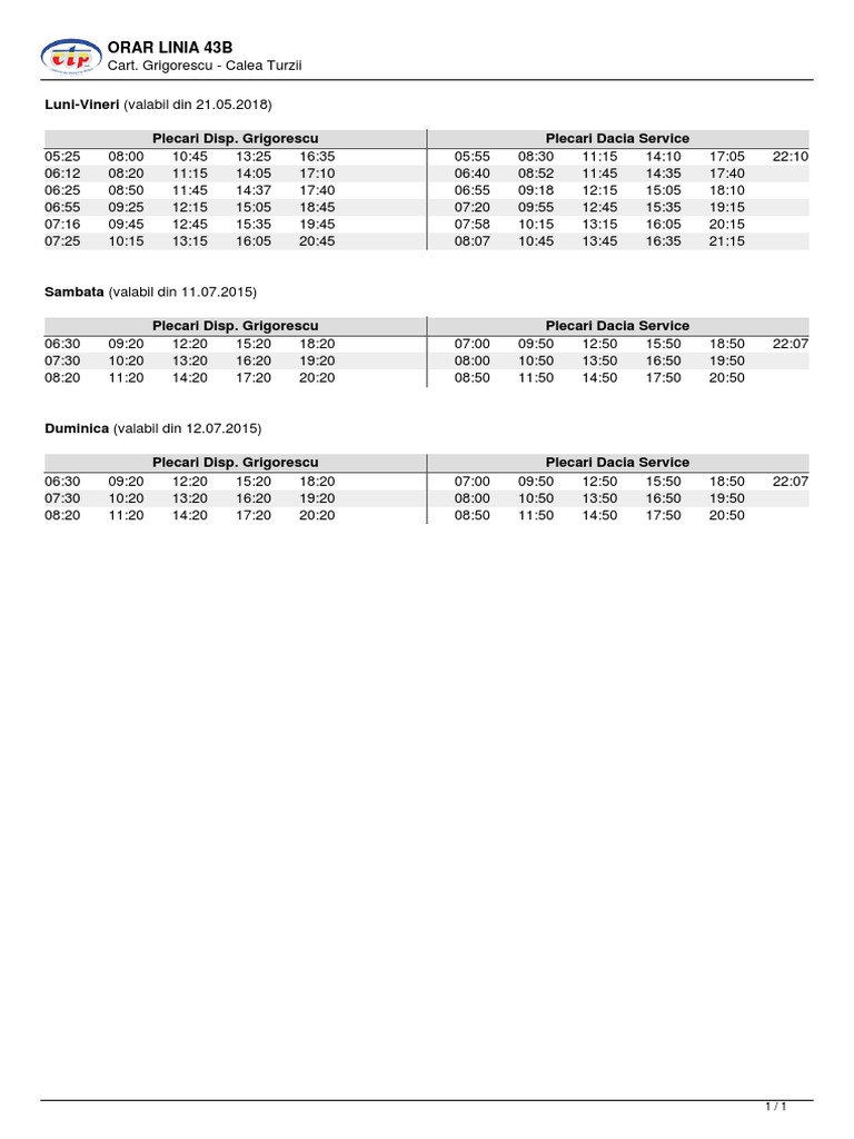 Orar 43B-1 | PDF