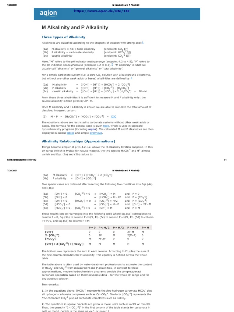 M vs P Alkalinity Explained | PDF | Alkalinity | Ph