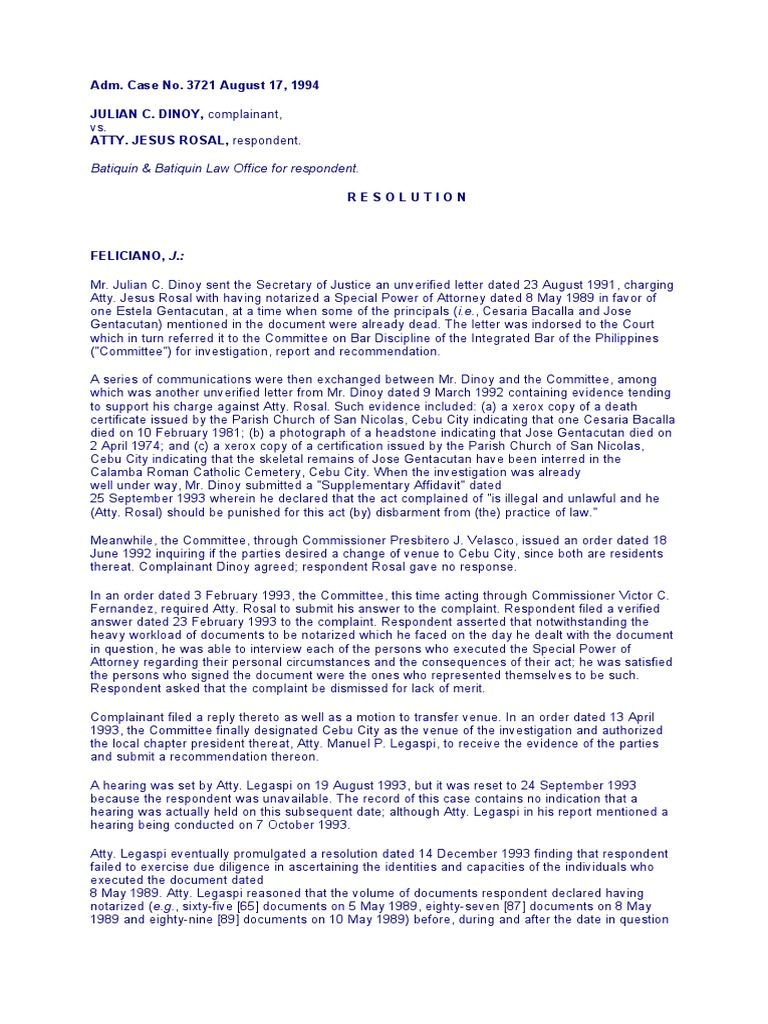 Adm. Case No. 3721 | PDF | Notary Public | Complaint