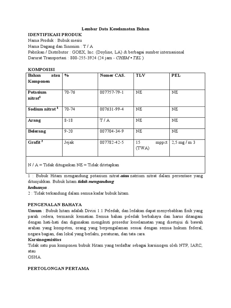 Lembar Data Keselamatan Bahan Laporan | PDF