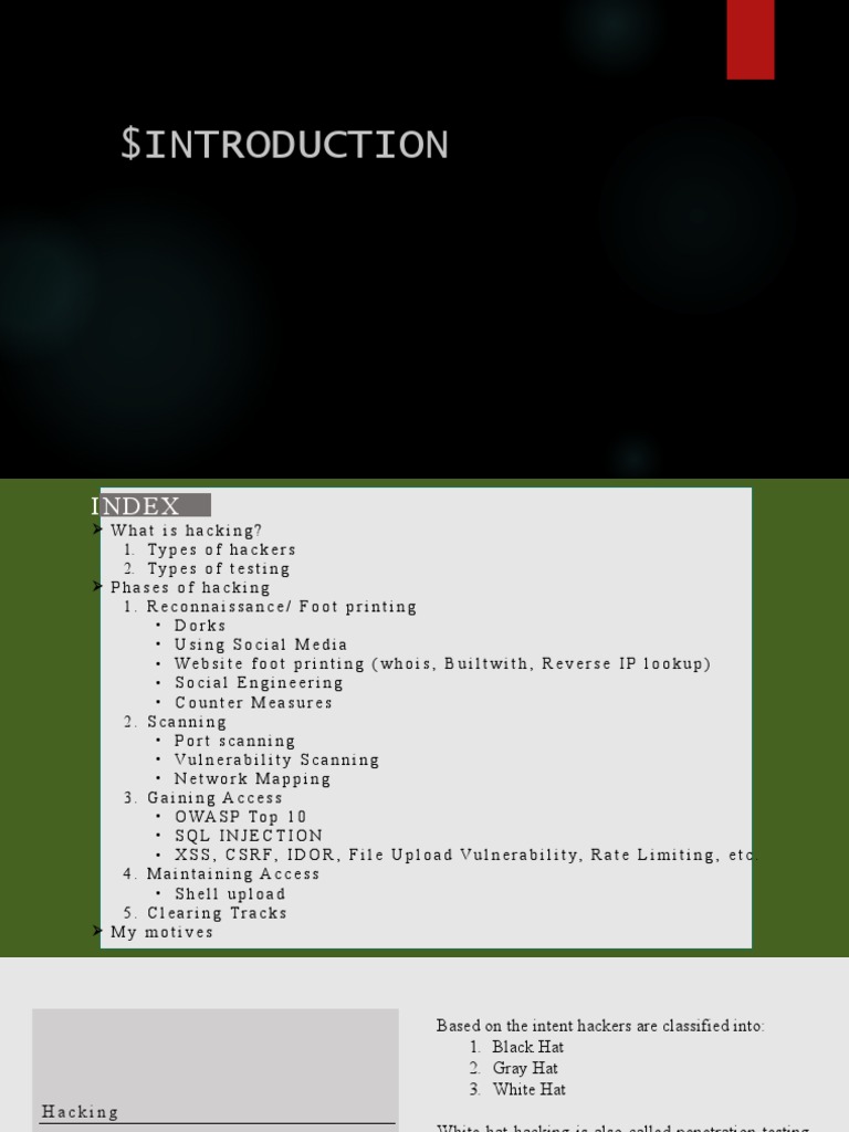 Introduction To Hacking | PDF | Security Hacker | White Hat (Computer ...