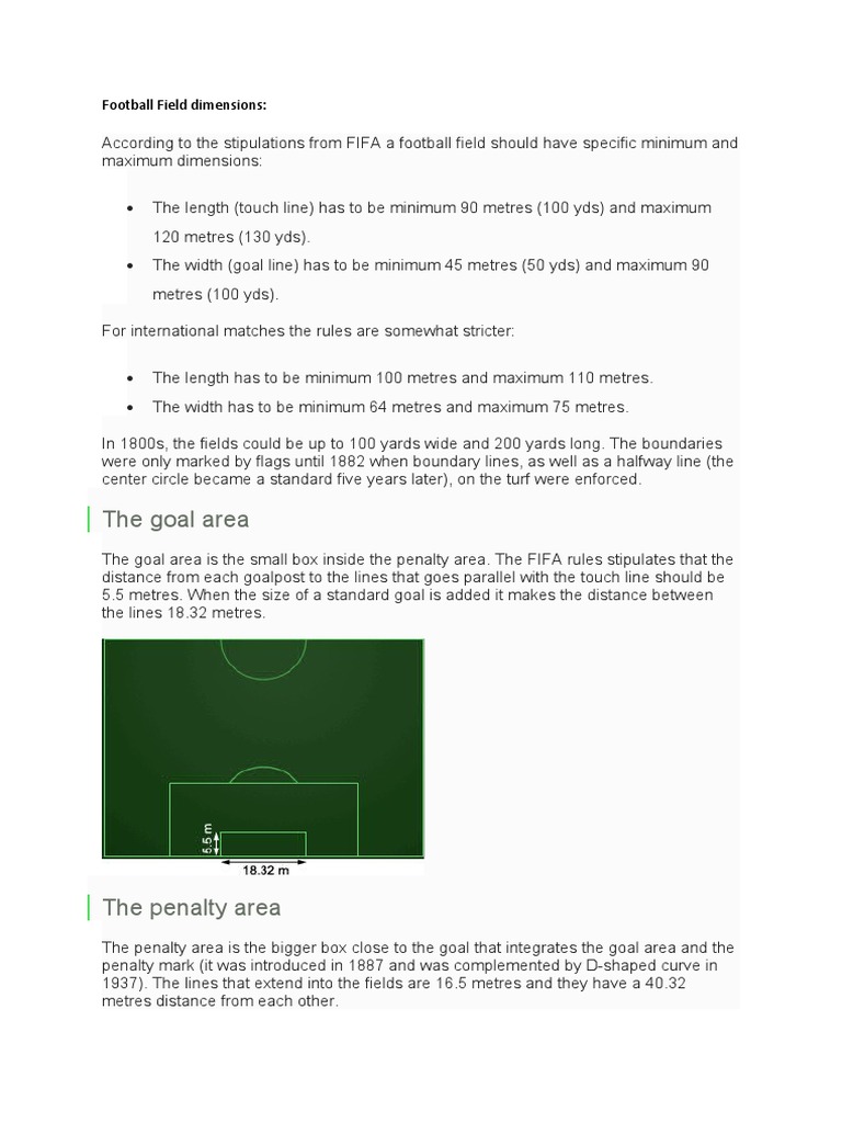 The Goal Area: Football Field Dimensions | PDF