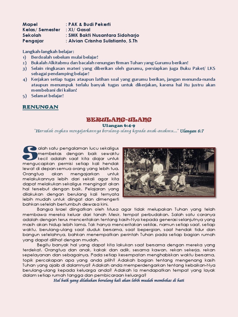 Kelas XI - BAB II KELUARGA PUSAT UTAMA PENDIDIKAN | PDF | Pengembangan Diri | Kesehatan Holistik