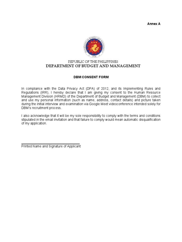 DBM Consent Form for Recruitment | PDF
