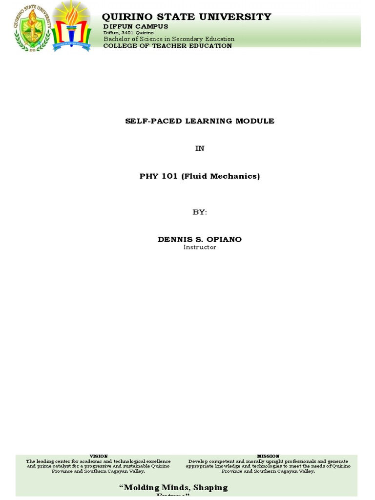 MODULE 4 Fluid Mechanics BSED | PDF | Lift (Force) | Drag (Physics)