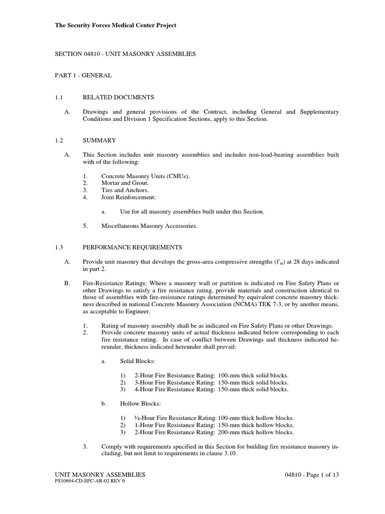 Unit Masonry Assemblies | PDF | Masonry | Concrete