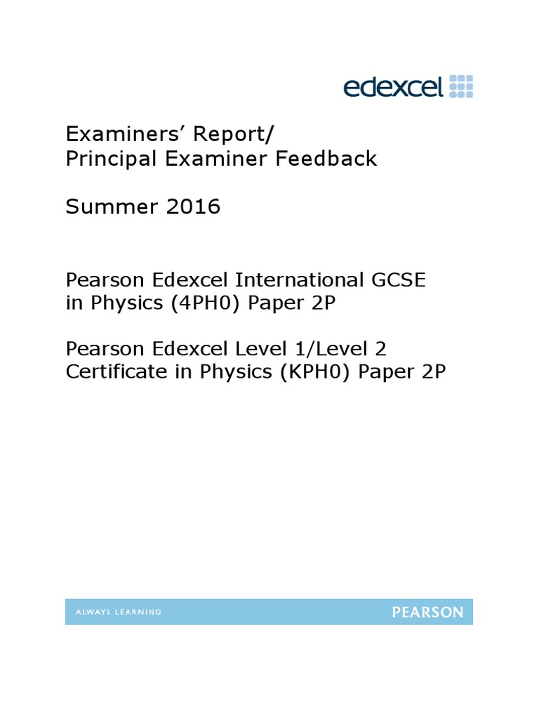Examiners' Report/ Principal Examiner Feedback Summer 2016 | PDF ...