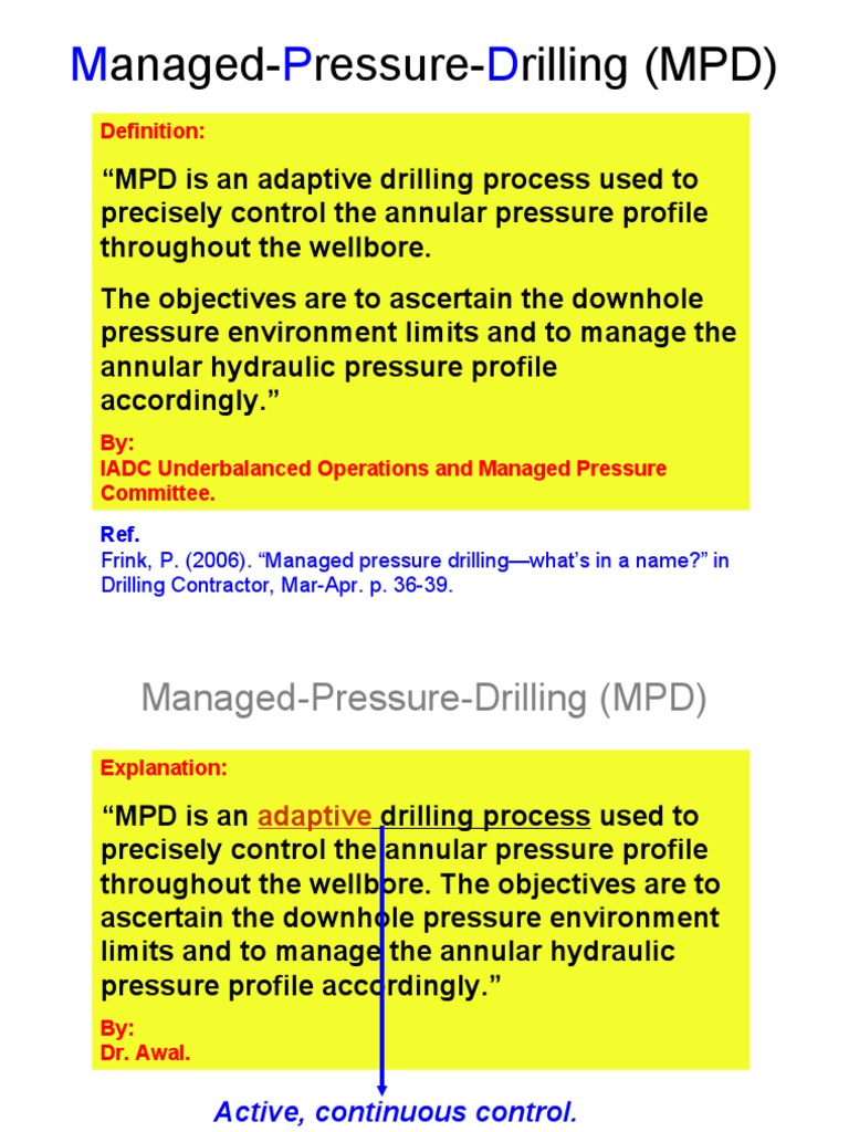 Anaged-Ressure - Rilling (MPD) : Definition | PDF | Oil Well | Well ...