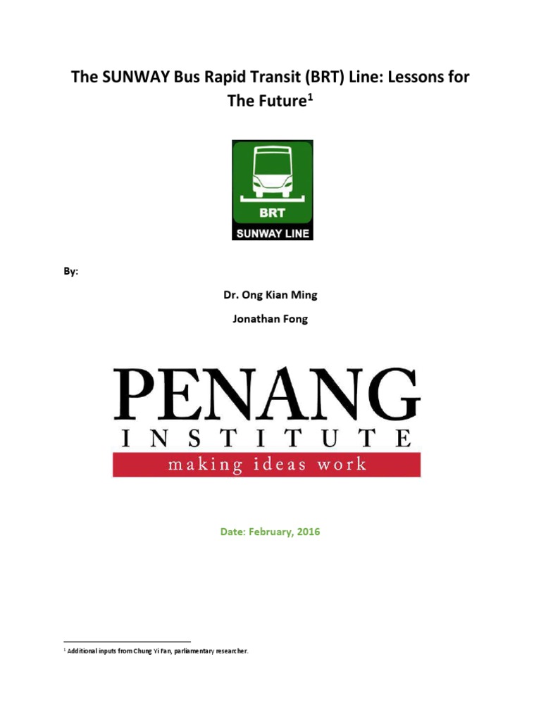 The SUNWAY Bus Rapid Transit (BRT) Line: Lessons For The Future | PDF ...