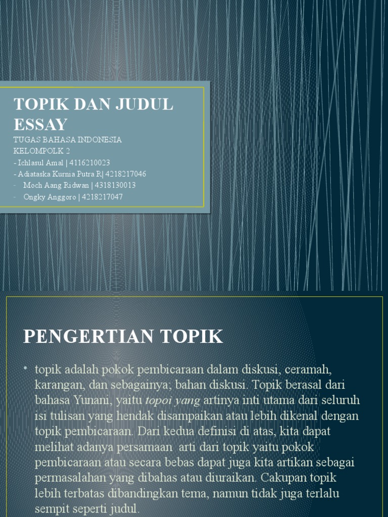 Panduan Menulis Topik dan Judul Esai | PDF | Seni & Disiplin Bahasa ...