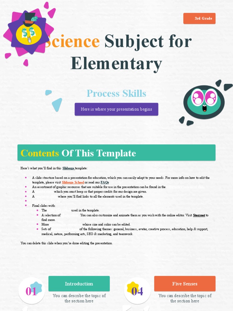 Science Subject For Elementary - 3rd Grade - Process Skills by Slidesgo ...