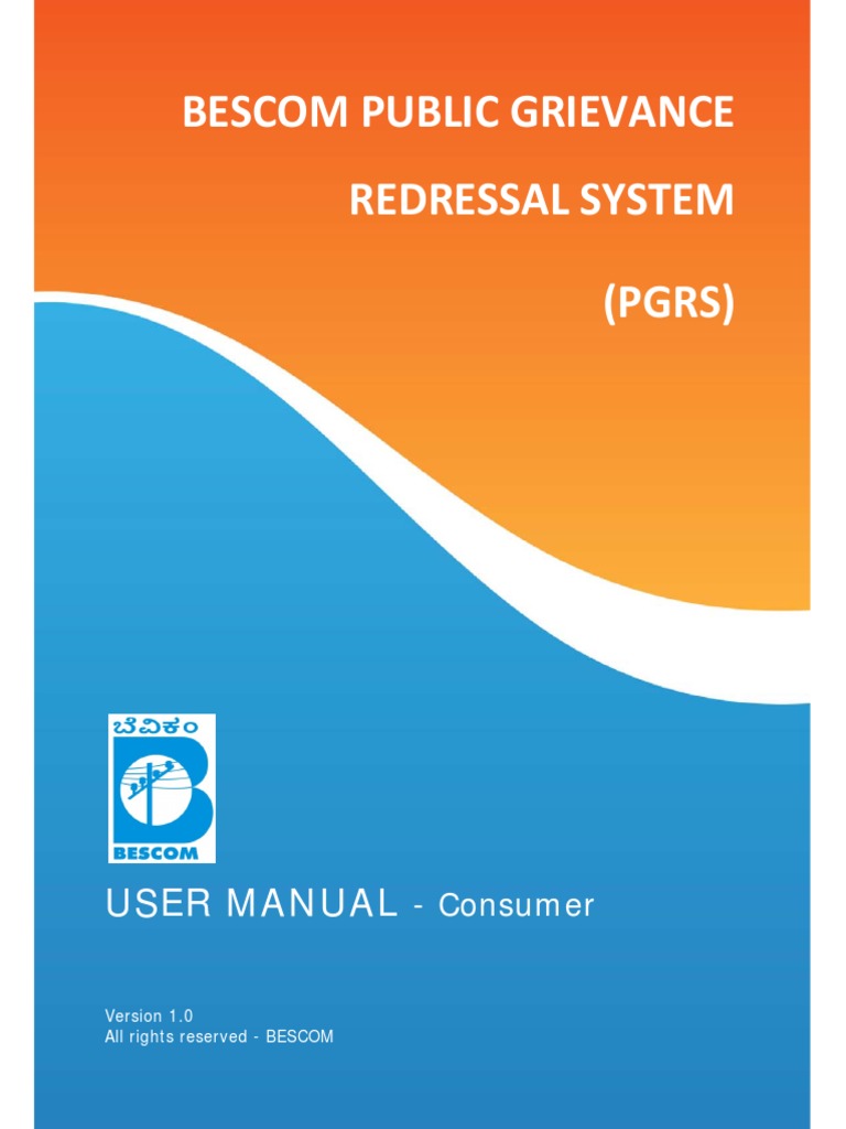 Bescom Public Grievance Redressal System (PGRS) : User Manual | PDF ...