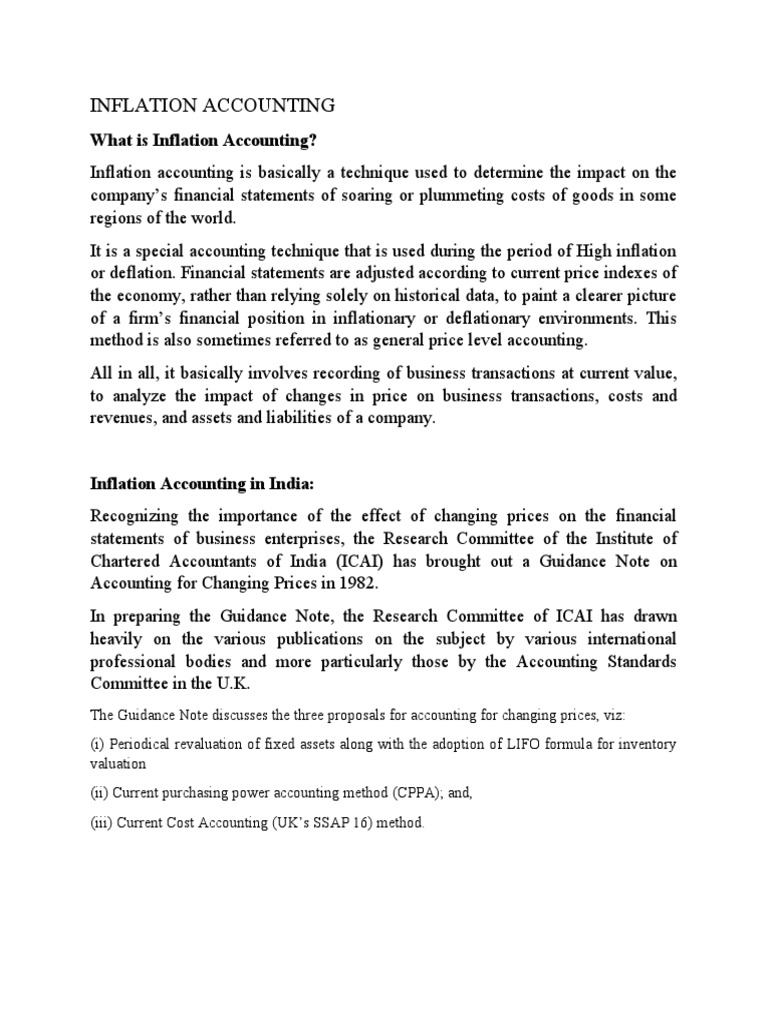 INFLATION ACCOUNTING Meaning and Objectives pt1 | PDF | Inflation ...