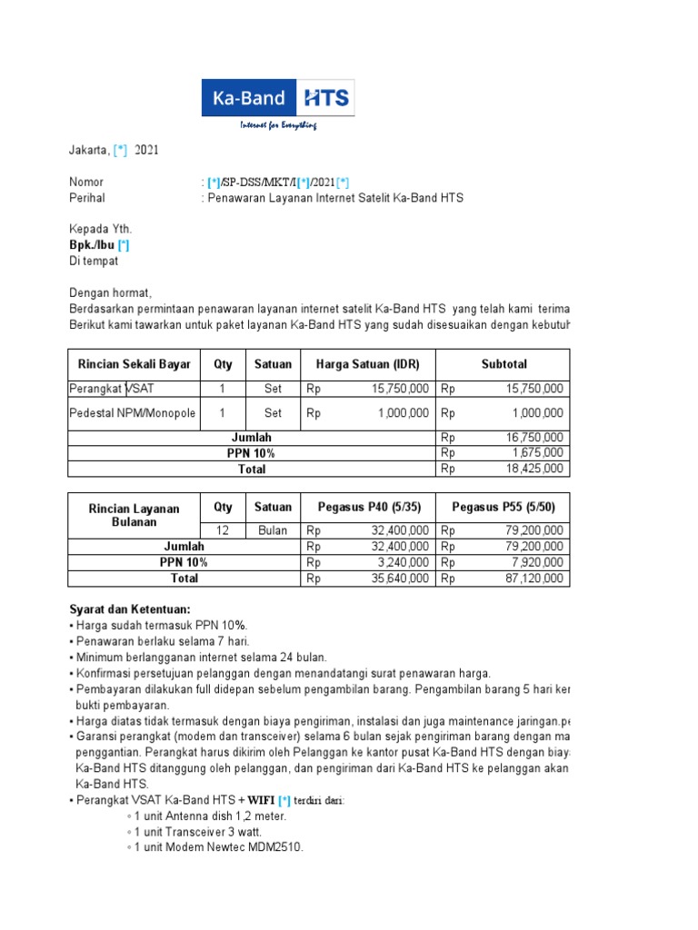Penawaran Internet Satelit Ka-Band HTS | PDF