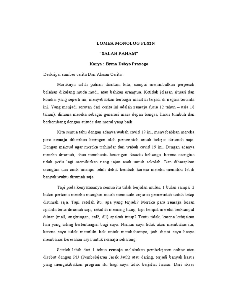 Naskah Lomba Monolog | PDF