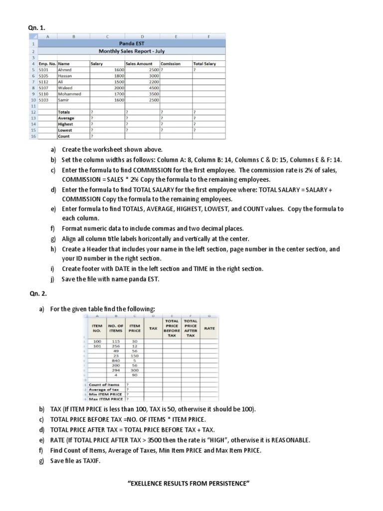 MS Excel Practical Quetions | PDF | Microsoft Excel | Economies