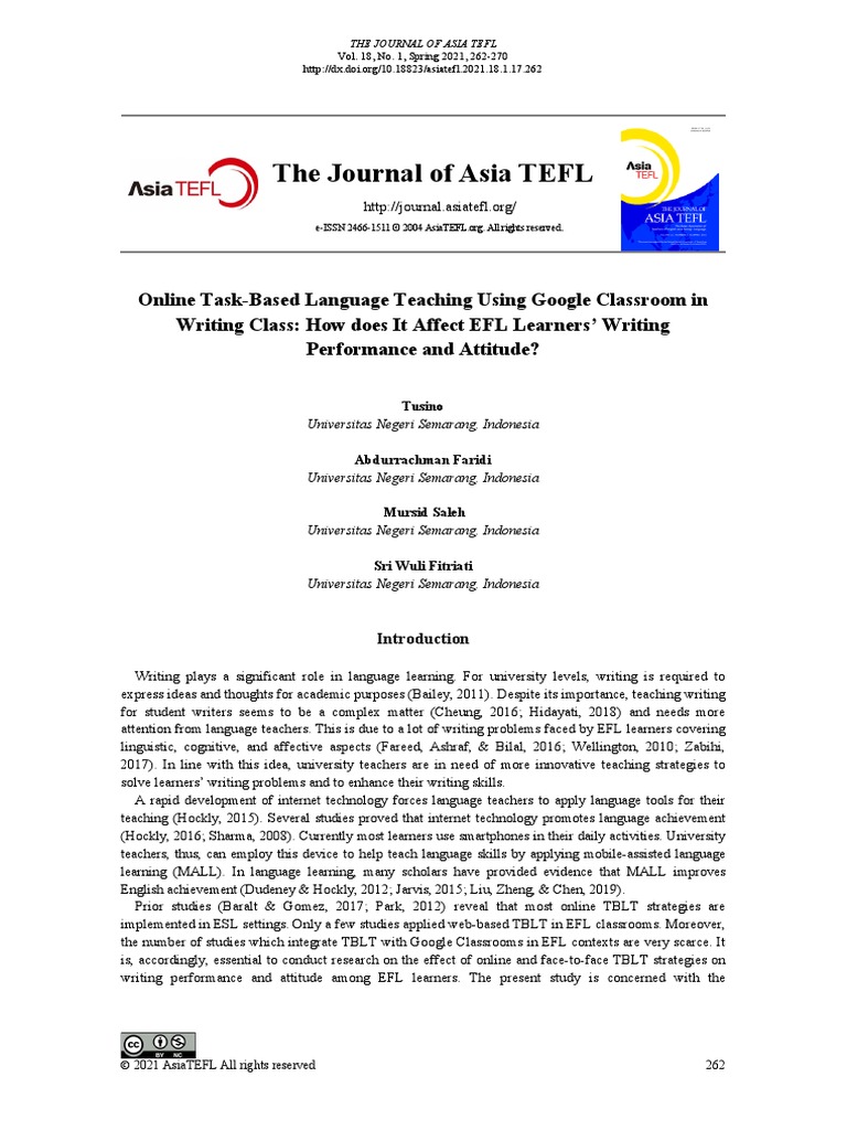 The Journal of Asia TEFL | PDF | English As A Second Or Foreign ...