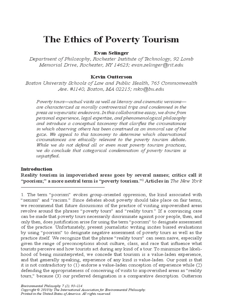 The Ethics of Poverty Tourism | PDF | Tourism | Morality