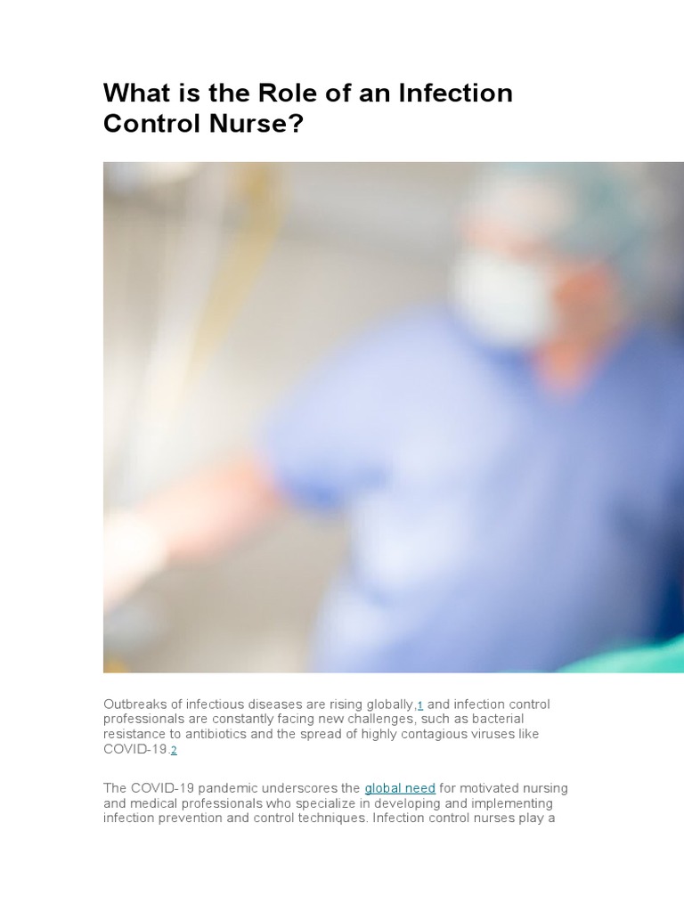 What Is The Role of An Infection Control Nurse | PDF | Infection | Nursing