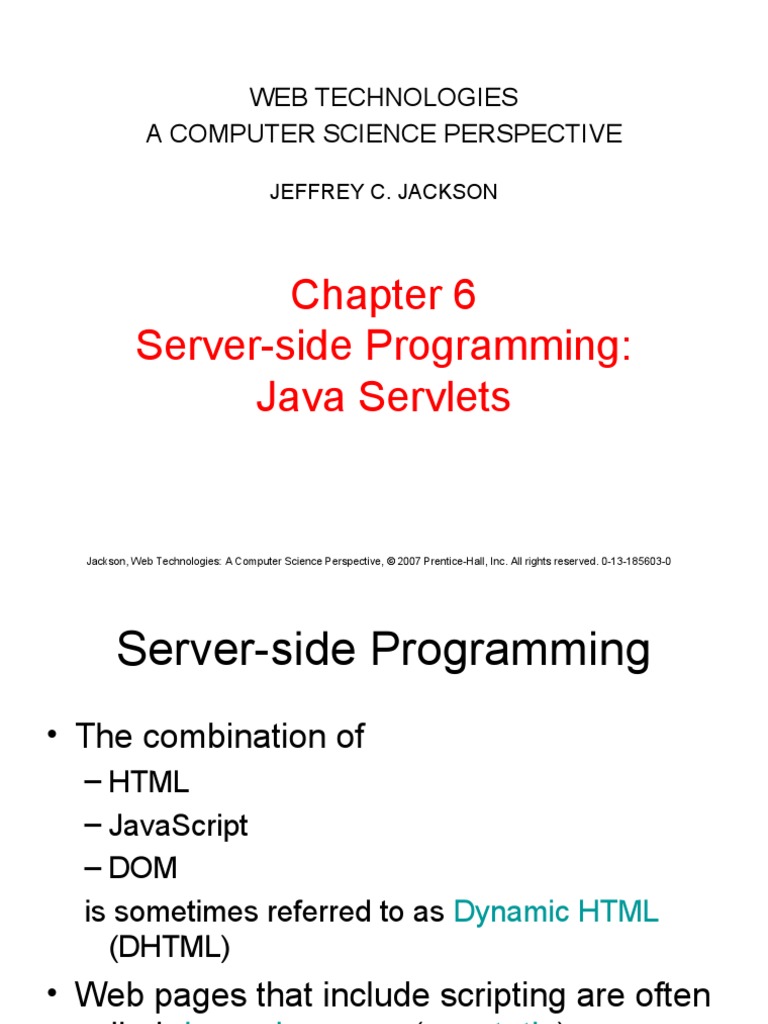 Server-Side Programming: Java Servlets: Web Technologies A Computer ...