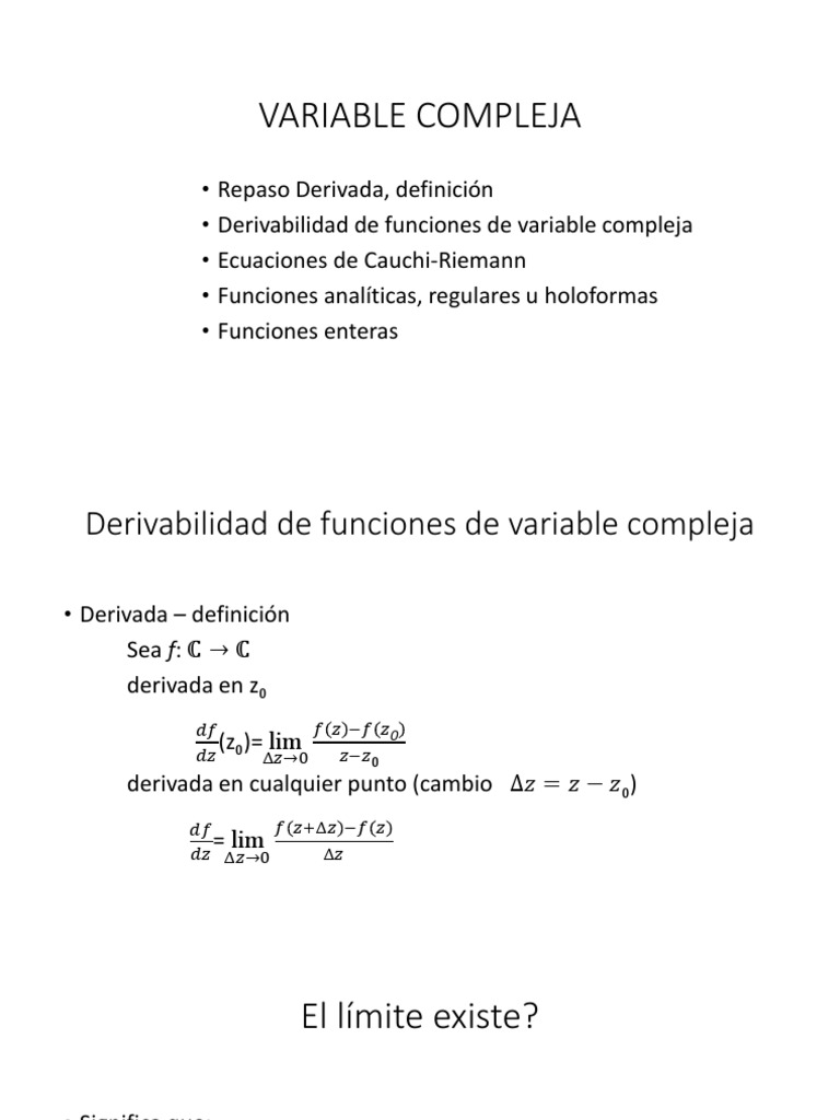 Diapositivas Variable Compleja | PDF | Función holomorfa | Funciones trigonométricas