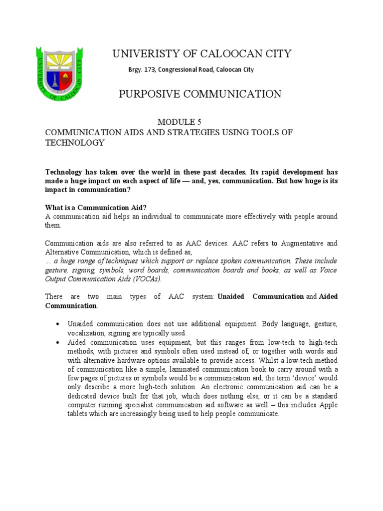 Purposive Communication Module 5 | PDF | Communication | Human ...