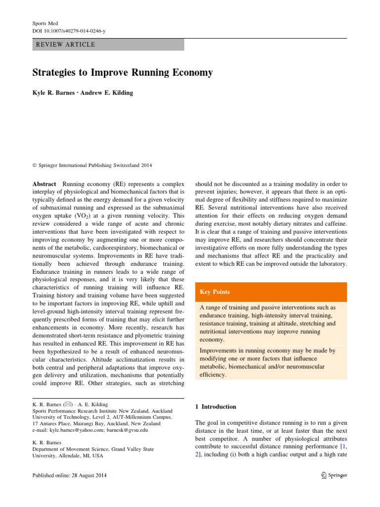 Strategies To Improve Running Economy: Key Points | PDF | Career ...